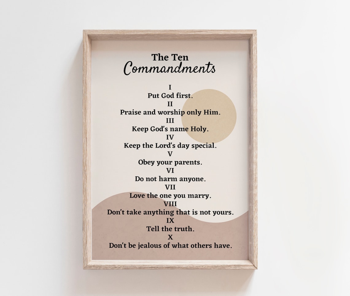 The Ten Commandments Print 10 Commandments Boho Wall Art - Etsy
