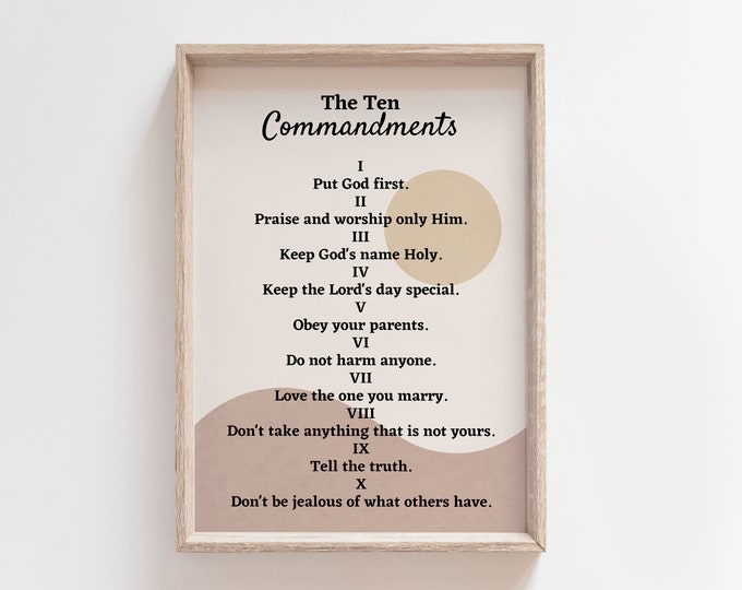 The Ten Commandments Print 10 Commandments Boho Wall Art - Etsy