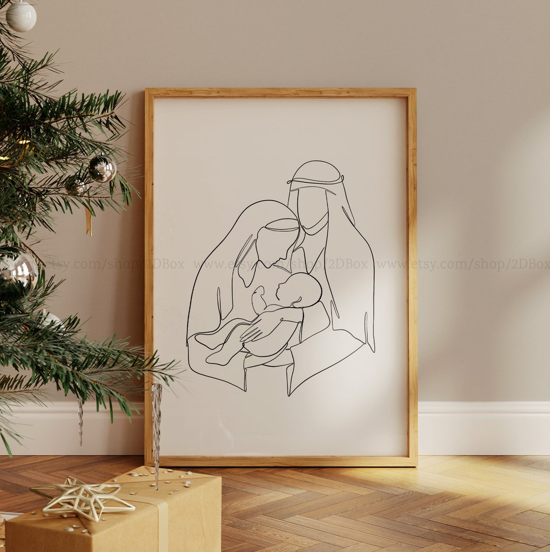 Christian Print | Christmas Decor | Minimalist Nativity Wall Decor ...
