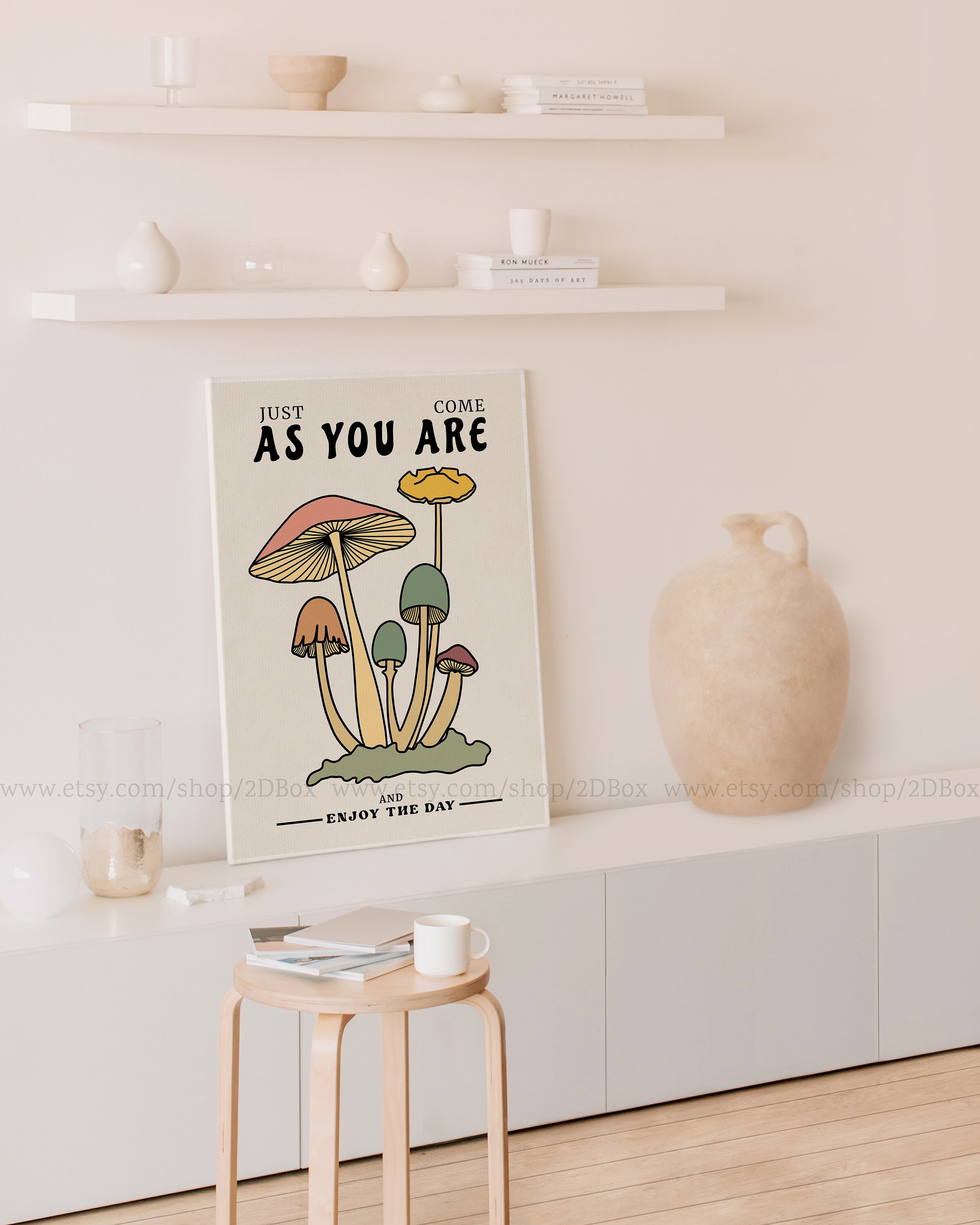 Come as You Are Poster Retro Mushrooms Wall Art Encouraging - Etsy