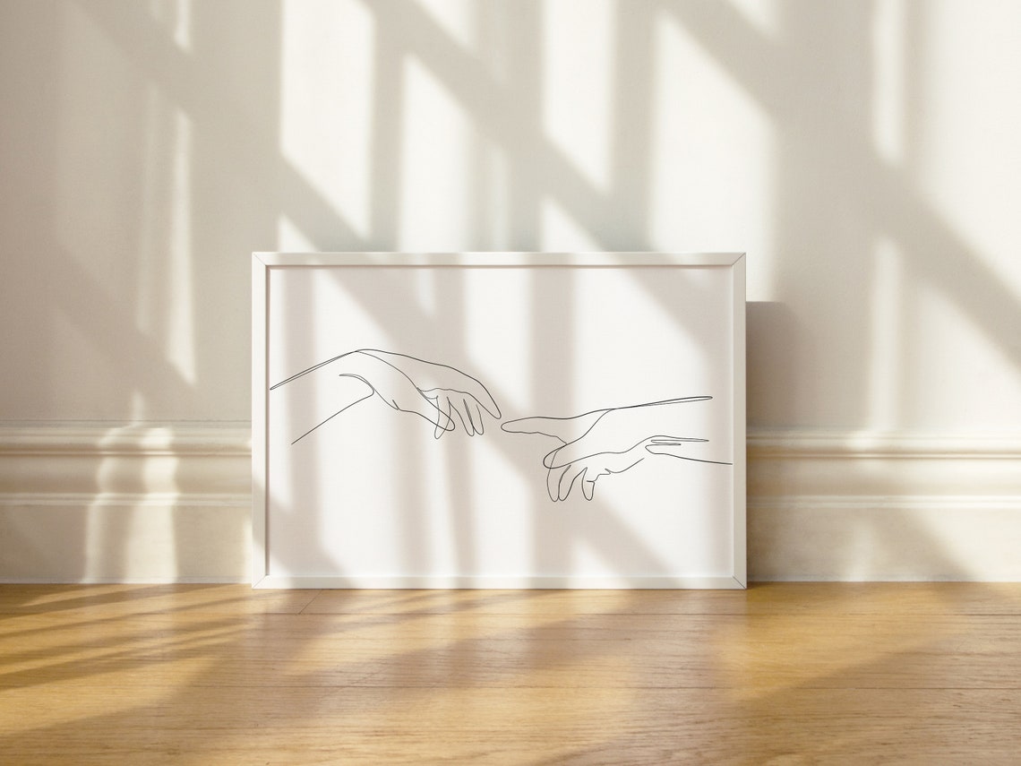 Hands Line Art Hands Drawing Creation of Adam One Line - Etsy