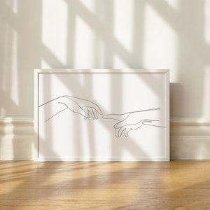 Hands Line Art | Hands Drawing | Creation of Adam One Line ...