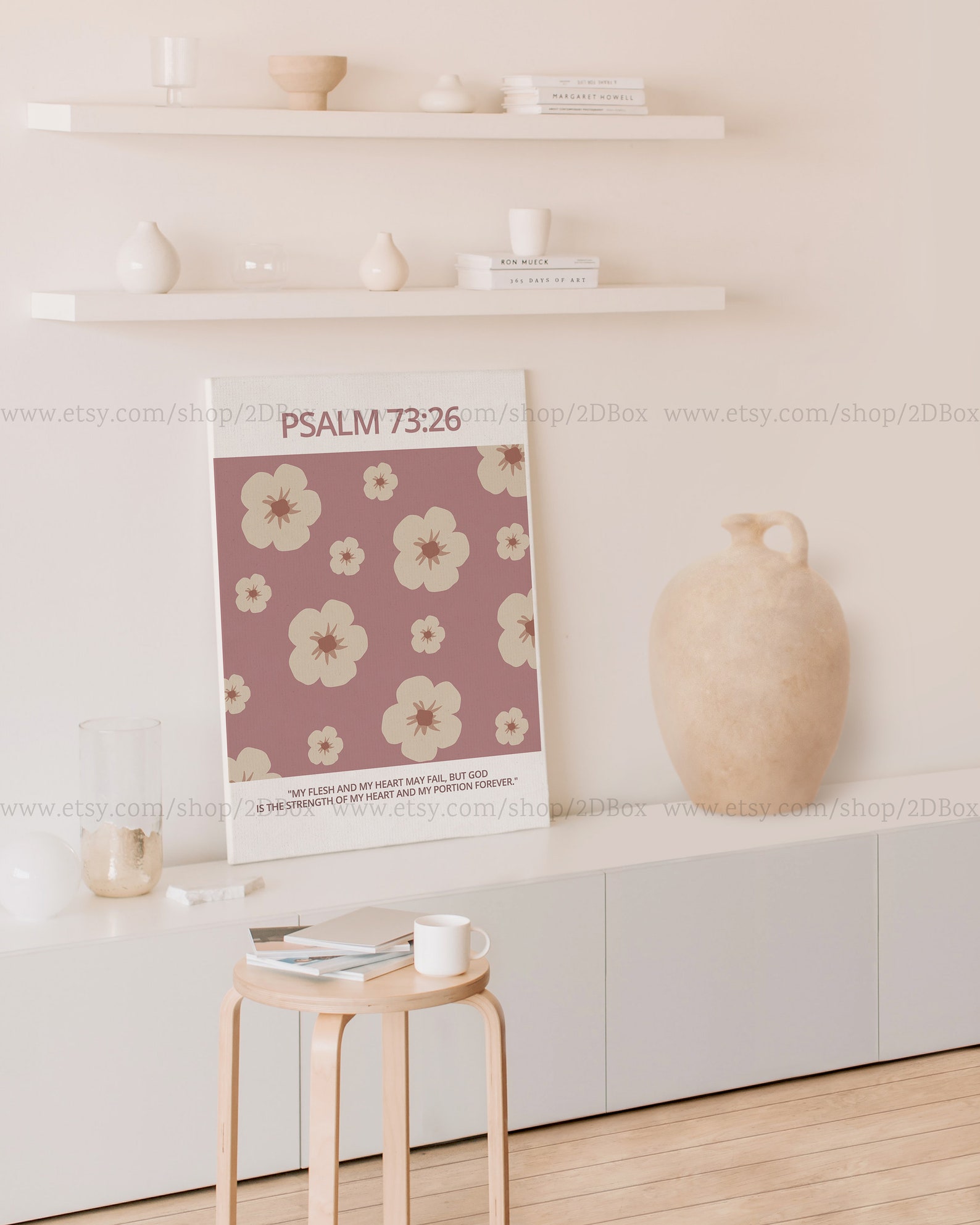 Christian Floral Pattern Decor, Modern Scripture Wall Art Set of 6 ...