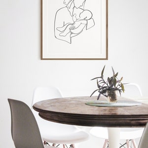 Mother and Baby Line Art Mother and Newborn Drawing | Etsy