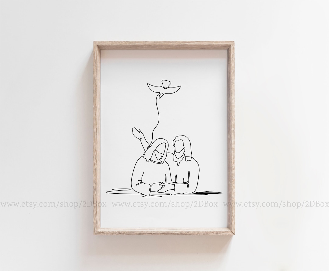 Jesus Christ Baptism Artwork, Christian Line Art, Minimalist Christian ...
