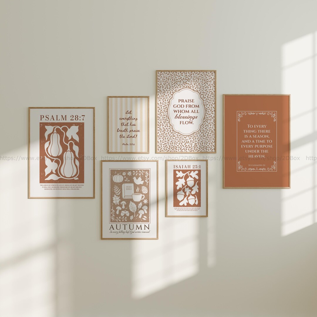 Set of 6 Fall Bible Verse Prints Terracotta & Neutral Christian Gallery ...