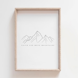 Faith Can Move Mountains Print | Minimalist Christian Wall Art | Boho ...