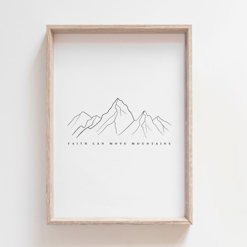 Faith Can Move Mountains Print Minimalist Christian Wall Art - Etsy