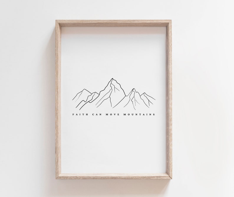 Faith Can Move Mountains Print Minimalist Christian Wall Art - Etsy