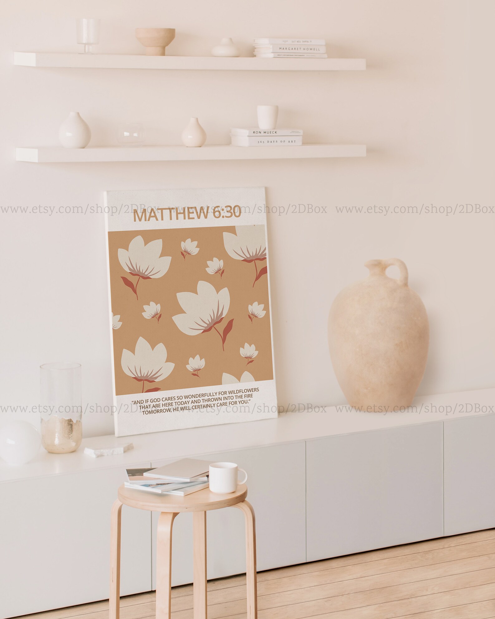 Matthew 6:30 Poster, Floral Christian Decor, Orange Bible Verse ...