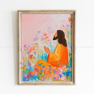 Modern Jesus Wall Art Colorful Bright Faith Painting Jesus Christ in ...