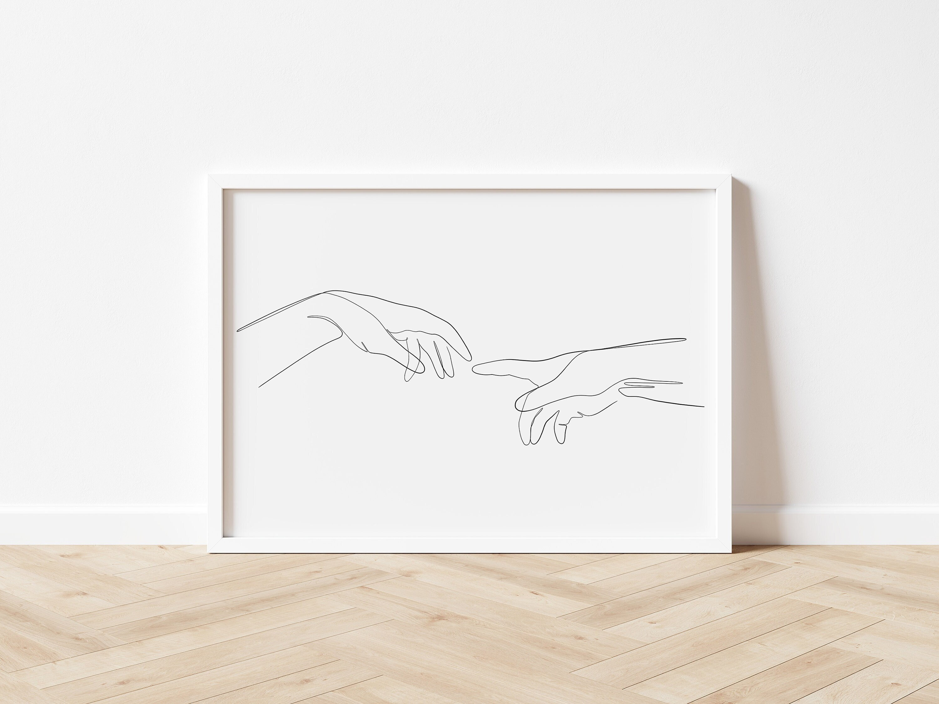 Hands Line Art Hands Drawing Creation of Adam One Line - Etsy