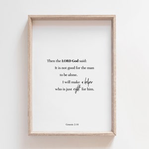 Genesis 2:18, It is Not Good for the Man to Be Alone, Bible Verse ...