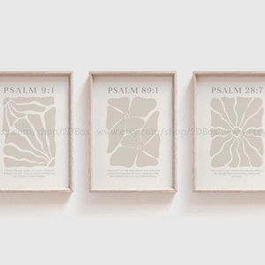 Psalms Collection, Set of 3 Neutral Christian Prints, Beige Exhibition ...