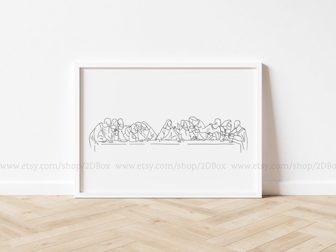 The Last Supper Line Art Jesus Line Art Christian Printable - Etsy