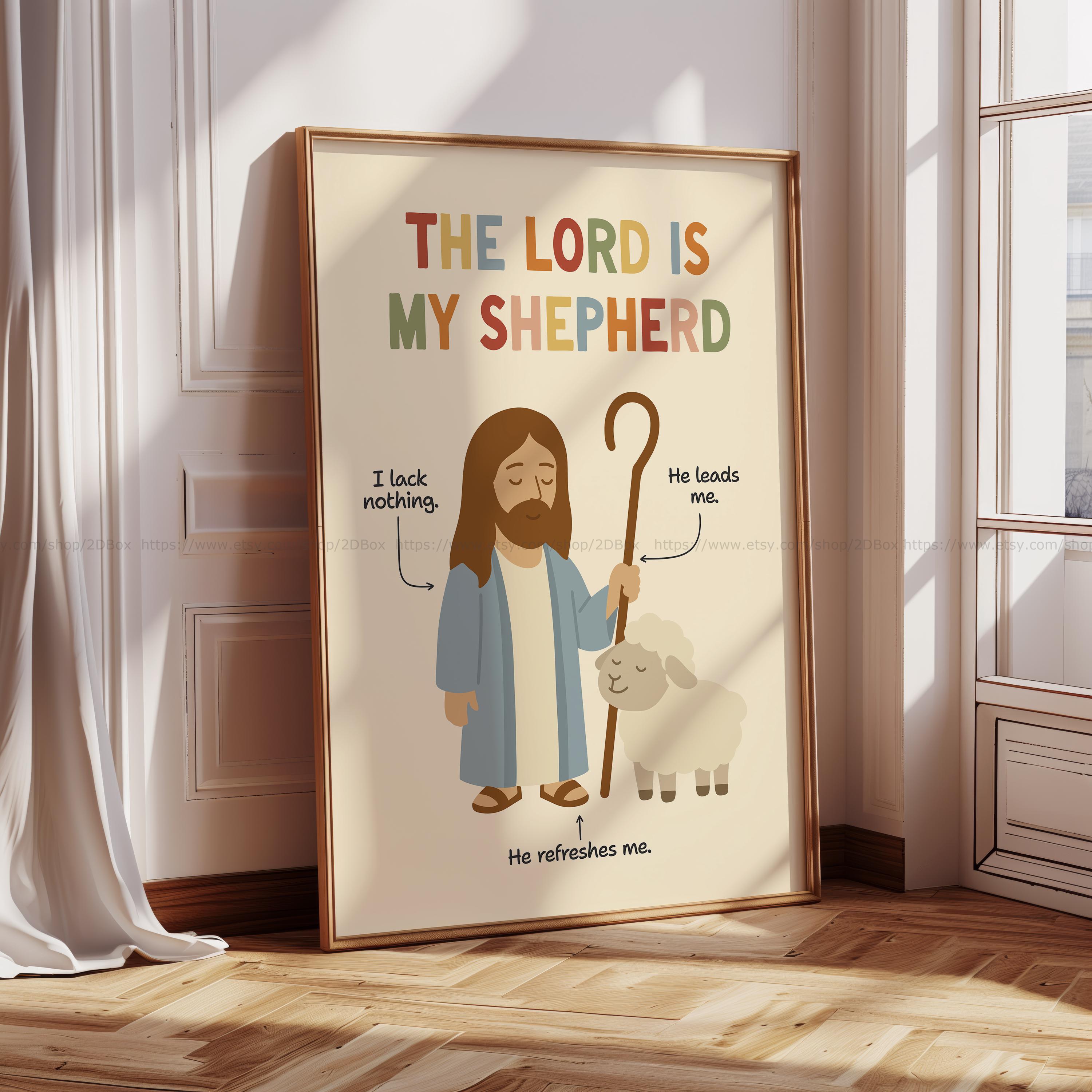 The Lord is My Shepherd Kids Poster Psalm 23 Print Christian Nursery ...