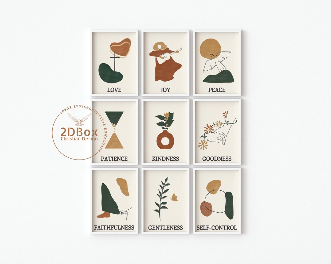 Fruit of the Spirit Wall Art, Minimalist Abstract Christian Wall Set ...