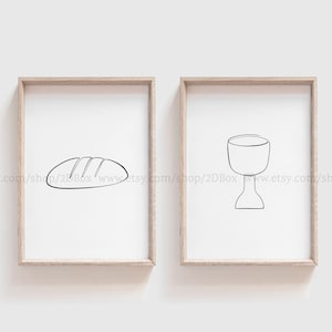 Bread and Wine Line Art, Holy Communion, Eucharist, Cristian Kitchen ...