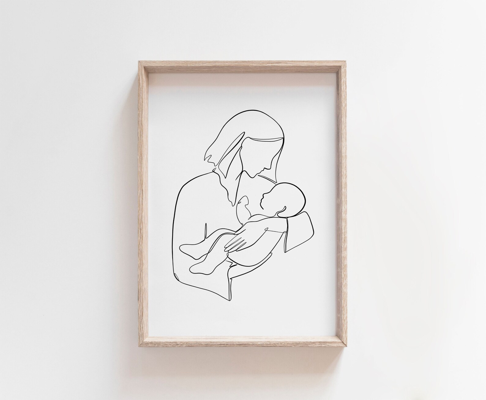 Mother and Baby Line Art Mother and Newborn Drawing | Etsy