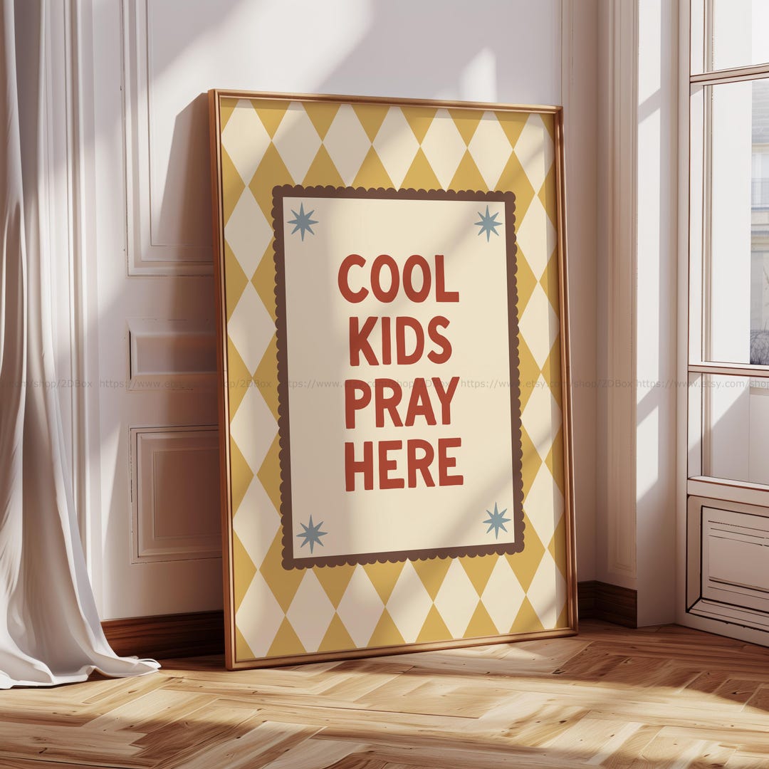 Cool Kids Pray Here Wall Art Christian Kids Room Decor Nursery Prayer ...
