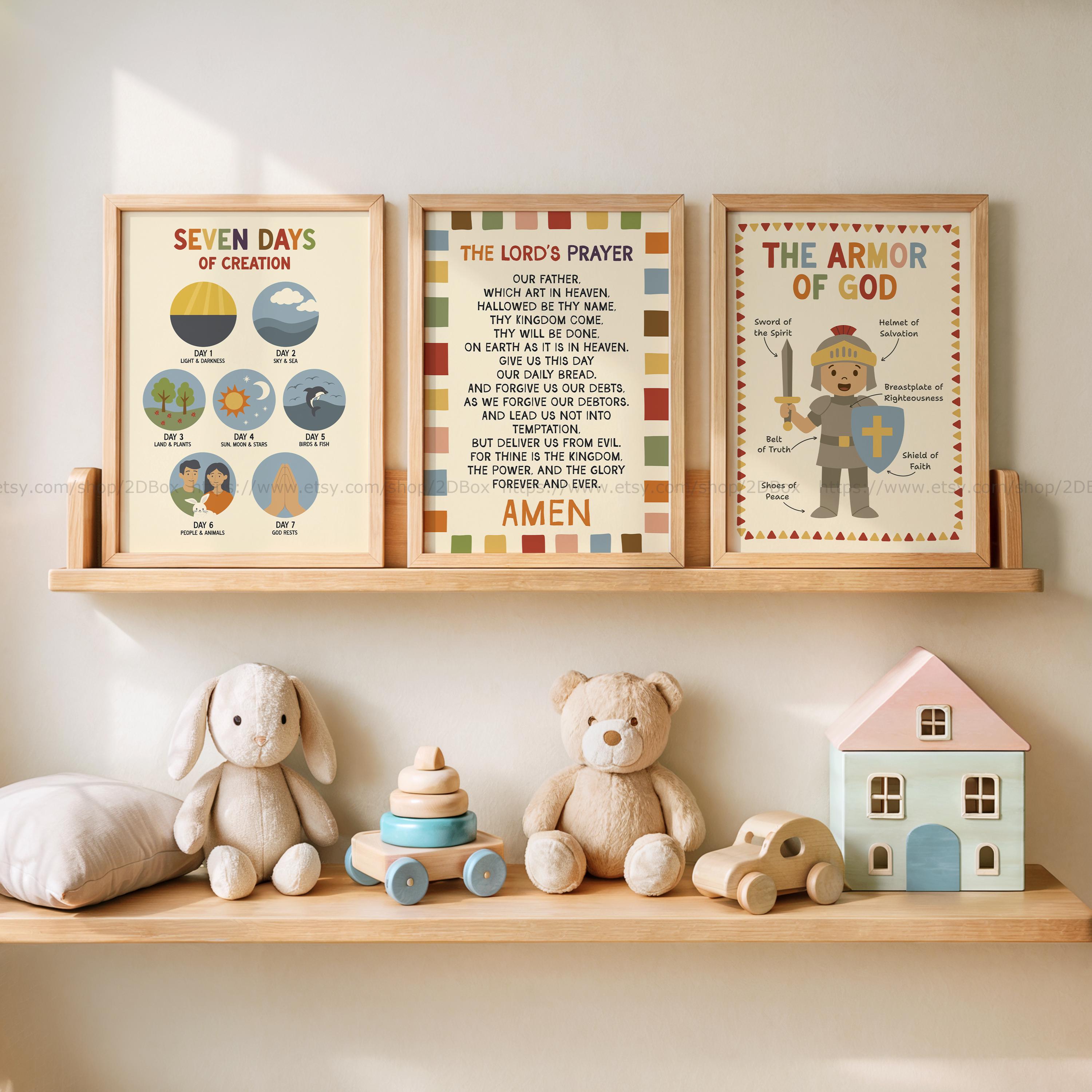 Christian Kids Room Bible Education Posters Boho Scripture Wall Art ...