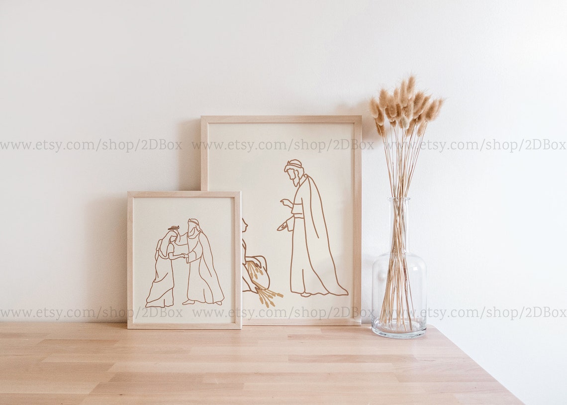 Ruth and Boaz Illustration Bible Stories Printable Art - Etsy