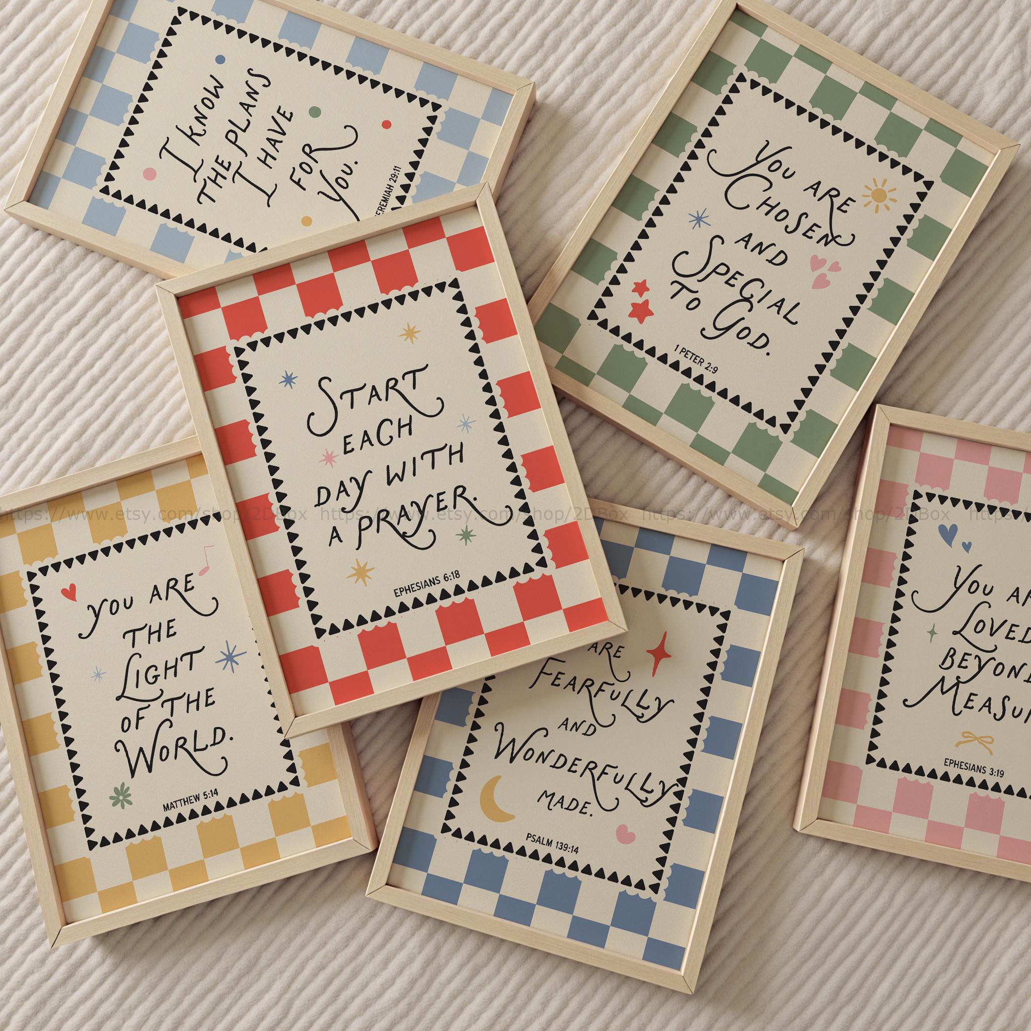 Christian Kids Room Wall Art Set Bible Verse Prints for Children ...