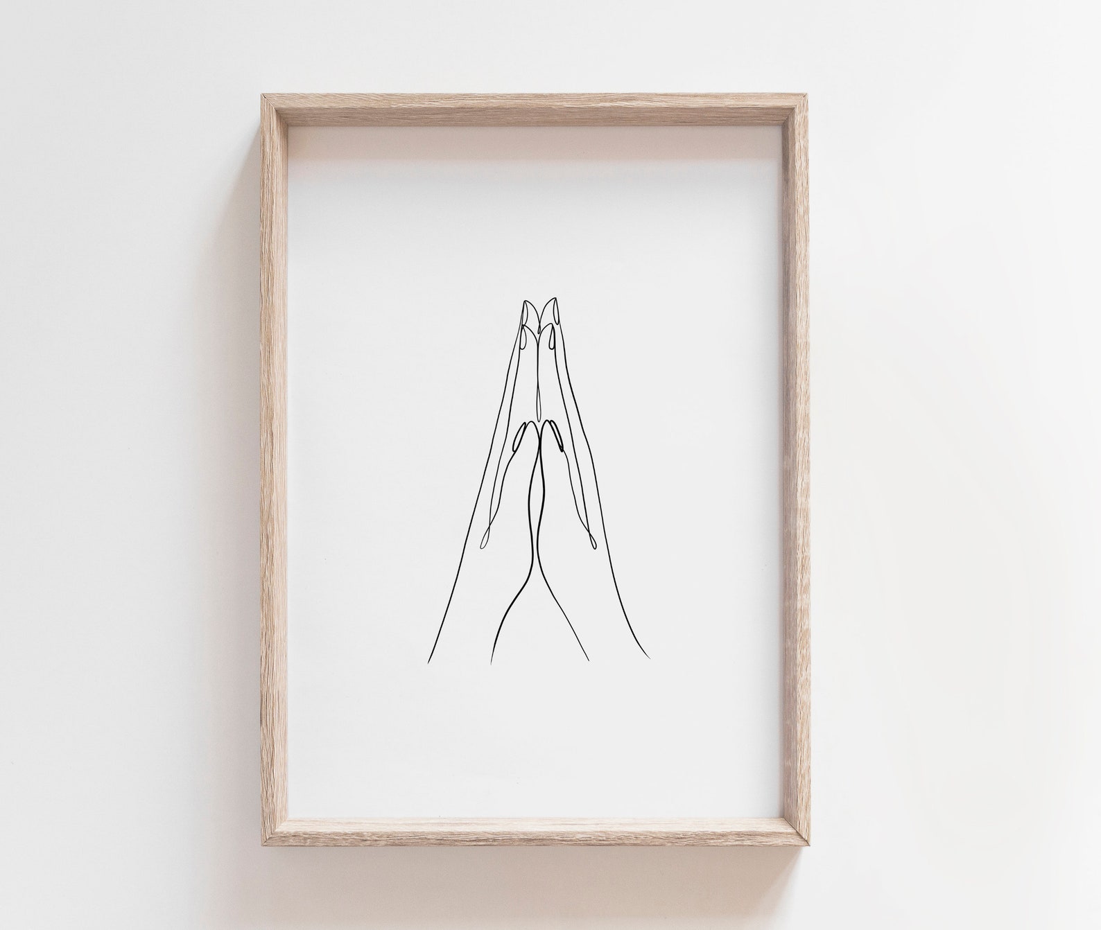 Pray Line Art Praying Hands Drawing Christian Wall Art | Etsy