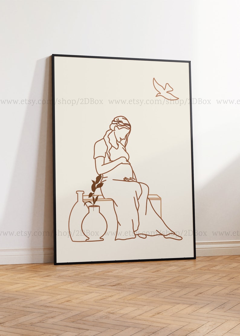 Virgin Mary Line Art Virgin Mary and Jesus Print Mother and - Etsy