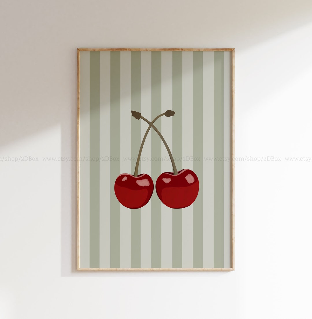Cherry Wall Art, Vintage Cherry Printable Wall Art, Trendy Cherry ...
