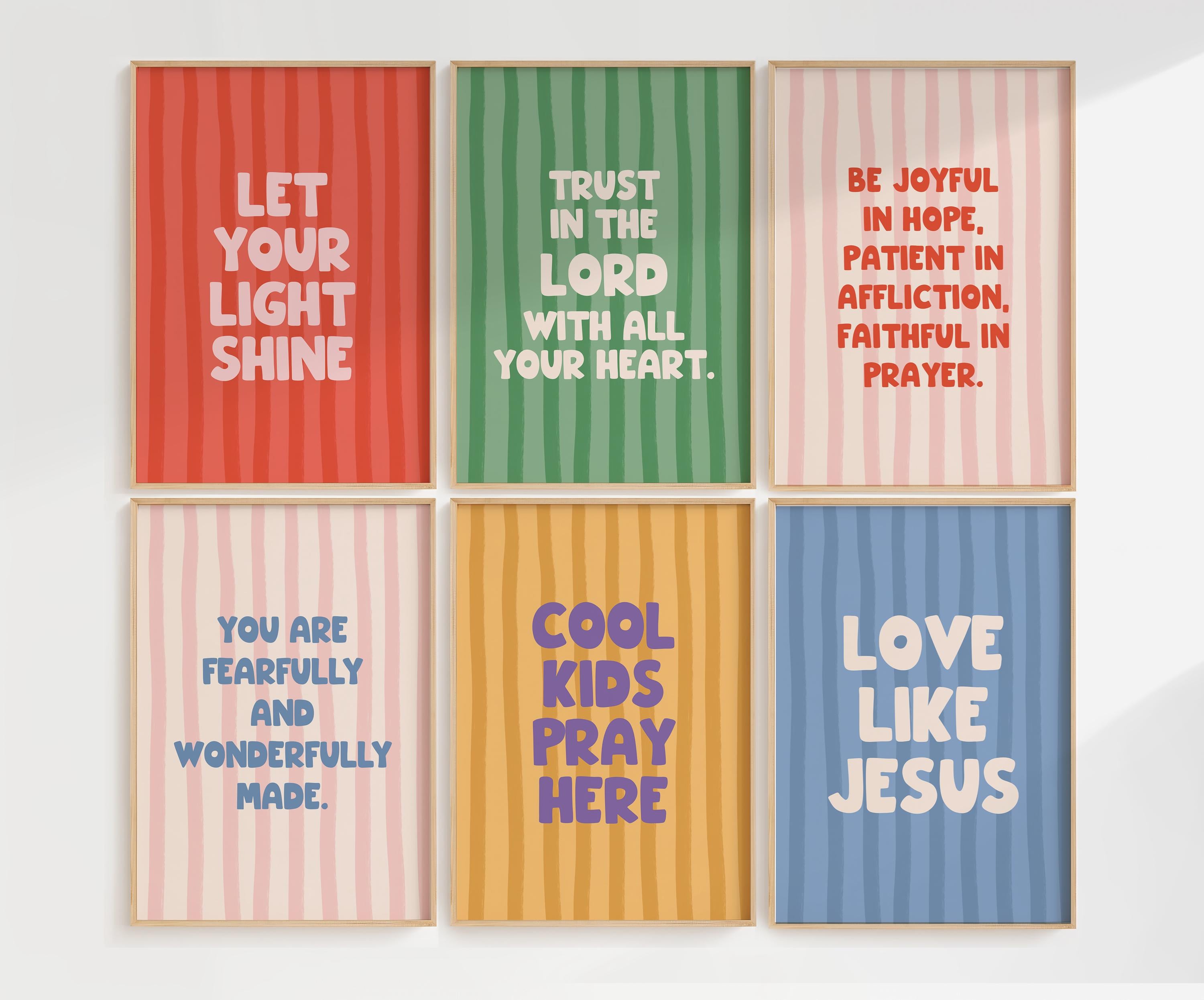 Colorful Christian Playroom Decor Cute Bible Verse Prints for Kids ...