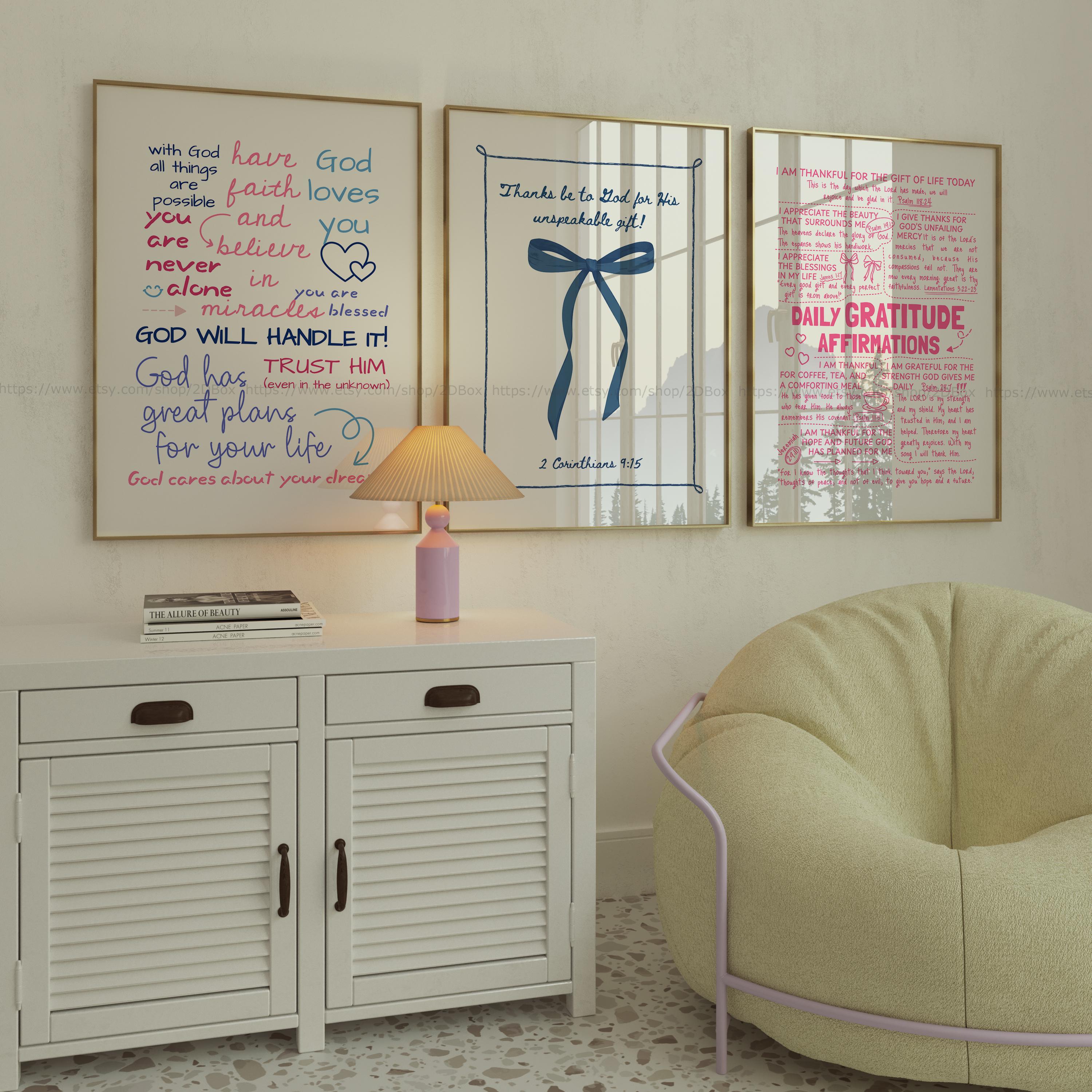 Gratitude Bible Verse Wall Art Positivity Quote Christian Affirmations ...