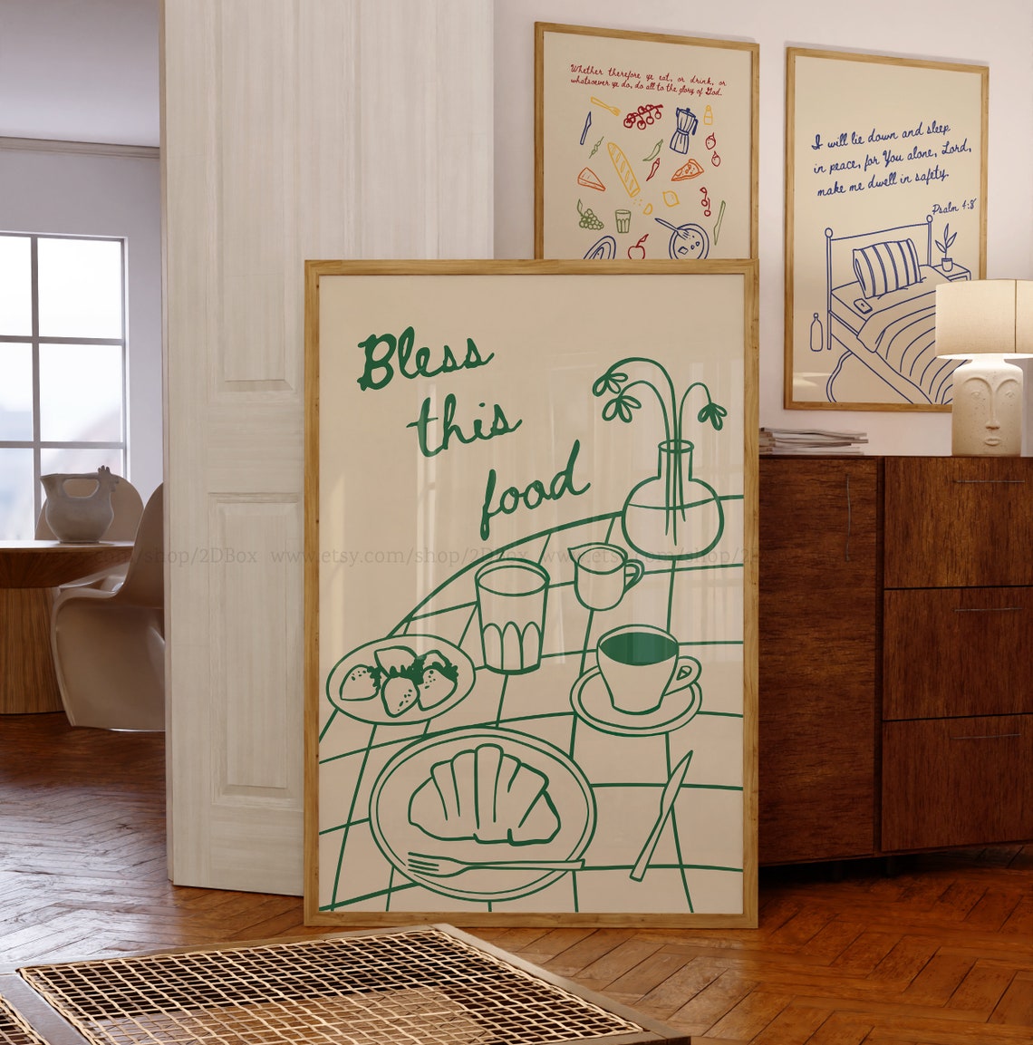 Christian Breakfast Print, Bless This Food, Christian Art Print for ...