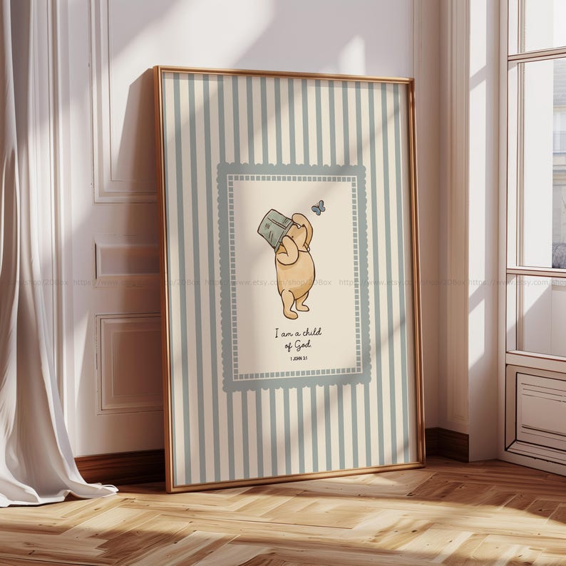 Winnie the Pooh Christian Nursery Wall Art Jesus Nursery Art Kids ...