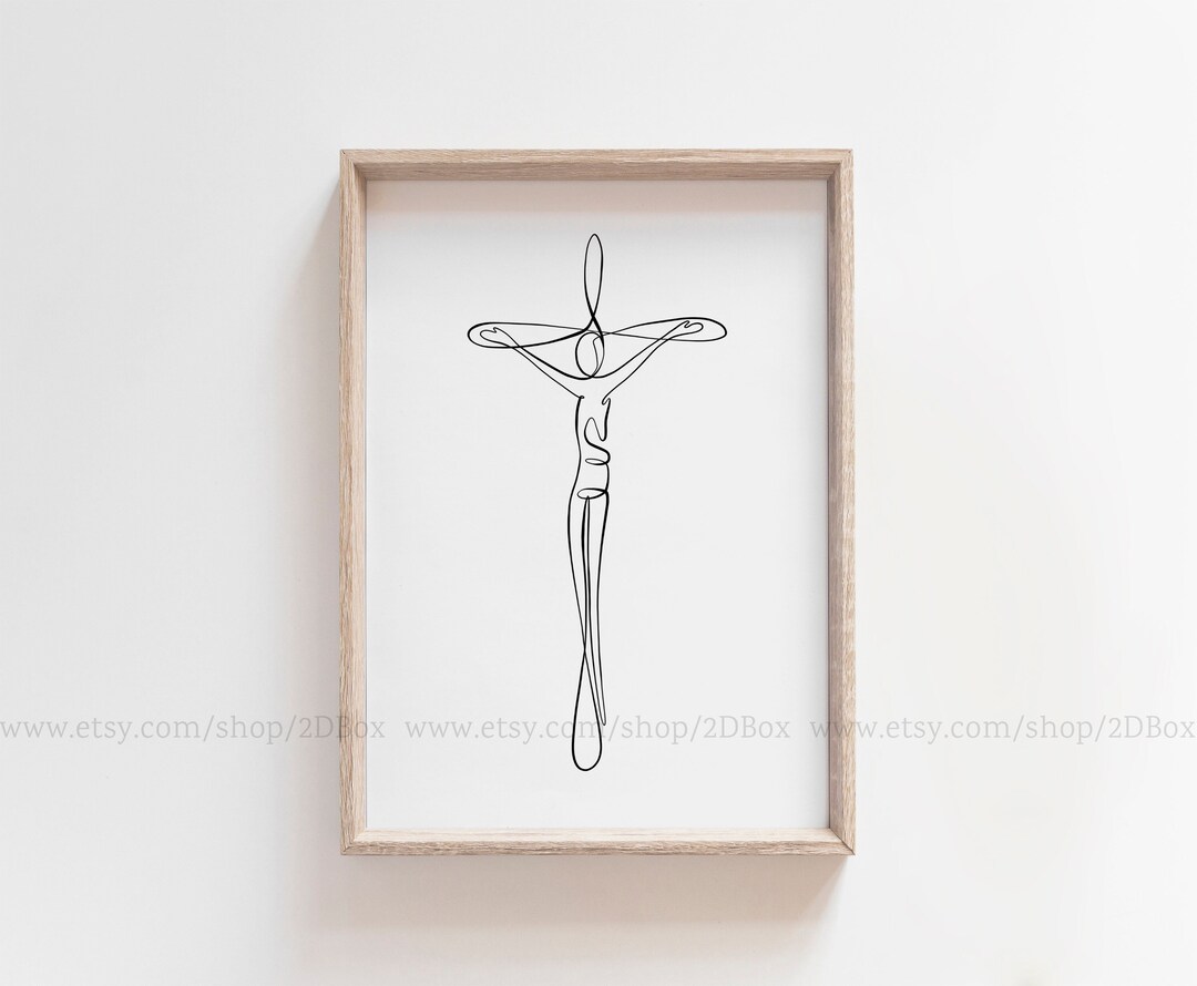 Christian Print | Line Art | Jesus Wall Art | Baptism Gift | Jesus ...