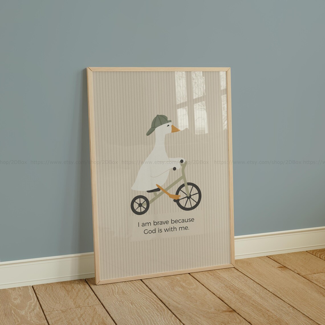 God is With Me Nursery Print Brave Goose With Bible Verse Encouraging ...