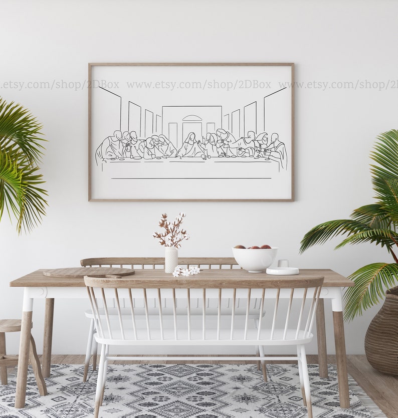 The Last Supper Line Art, Jesus Line Art, Christian Printable Wall Art ...