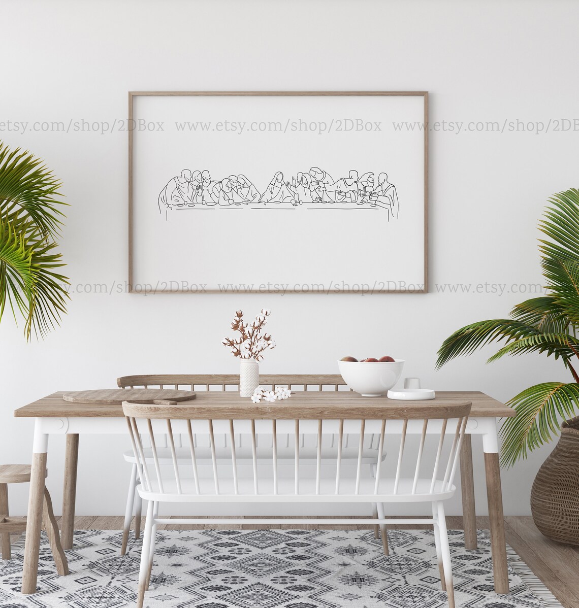 The Last Supper Line Art, Jesus Line Art, Christian Printable Wall Art ...