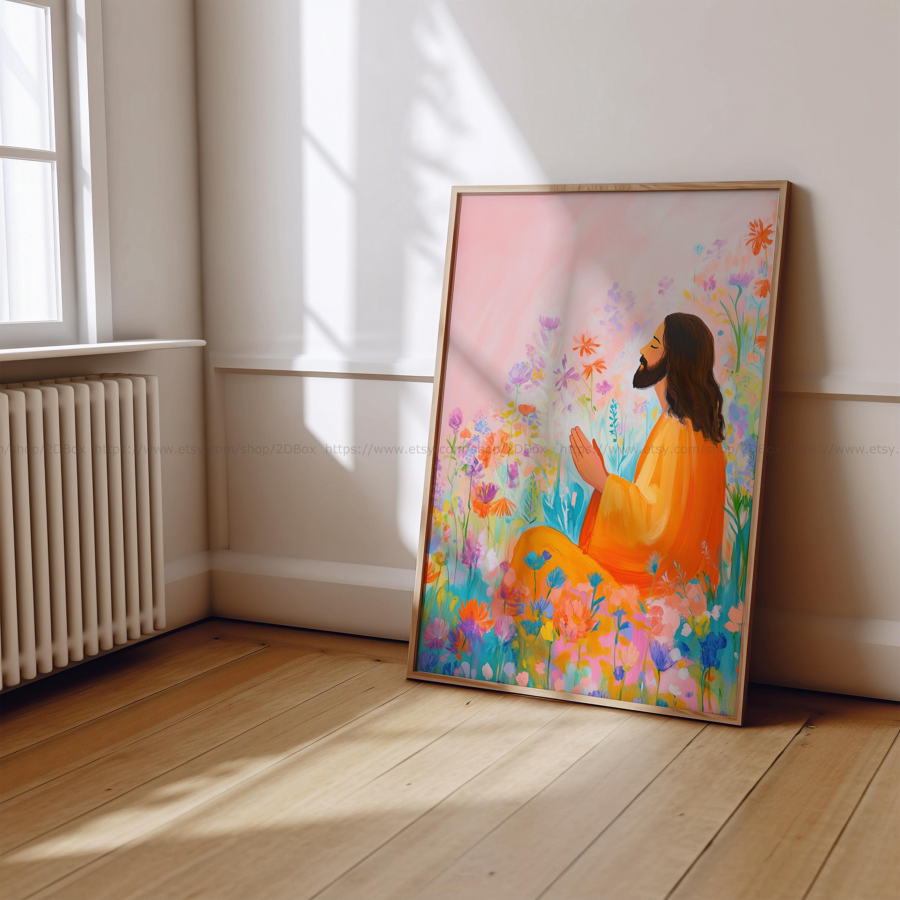 Modern Jesus Wall Art Colorful Bright Faith Painting Jesus Christ in ...