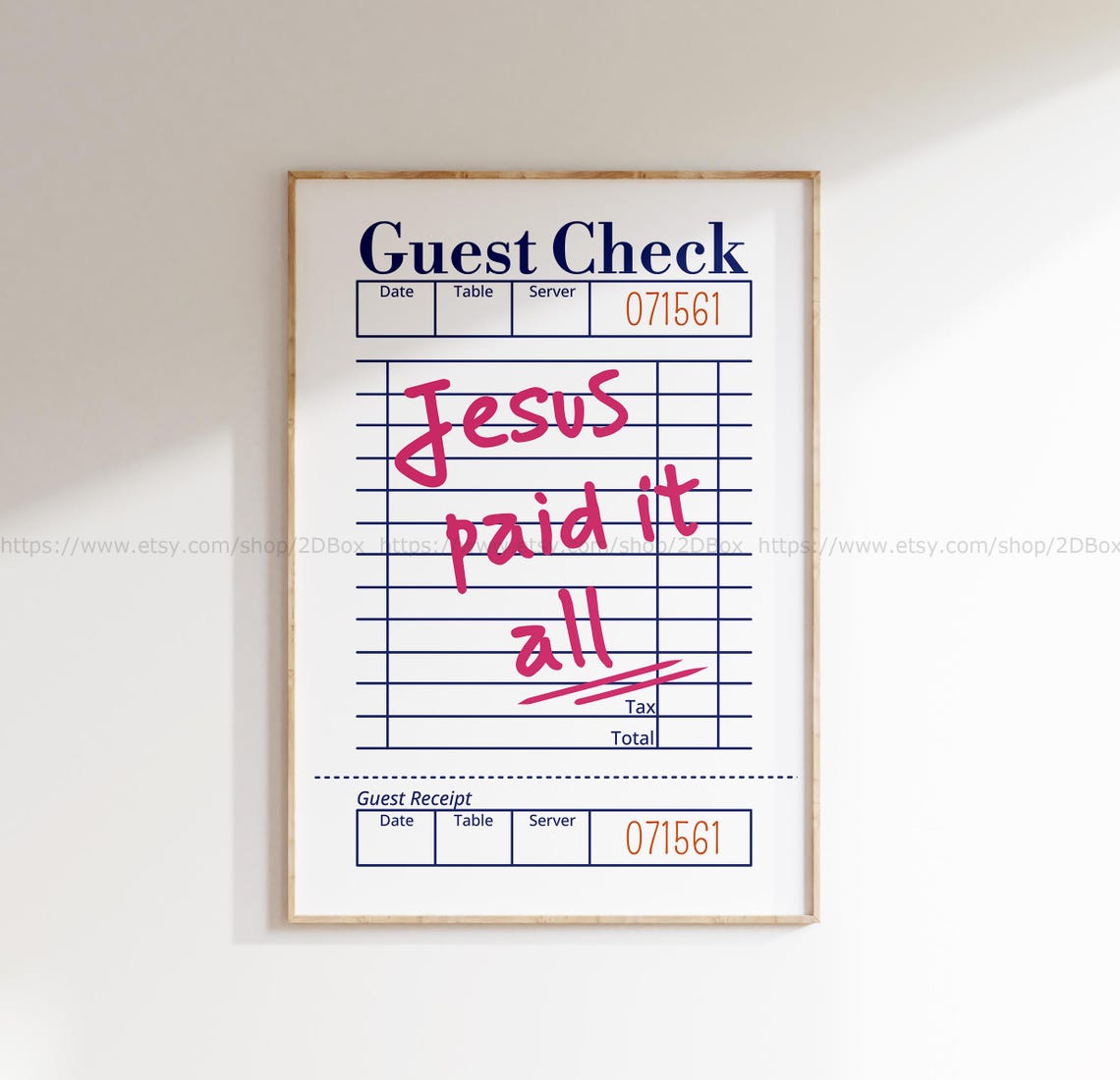 Jesus Paid It All Christian Guest Check Bible Verse Guest Check Retro ...