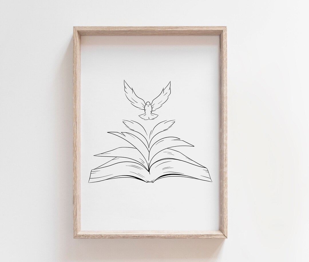 Holy Bible Illustration, Holy Spirit Printable Art, Christian Print ...