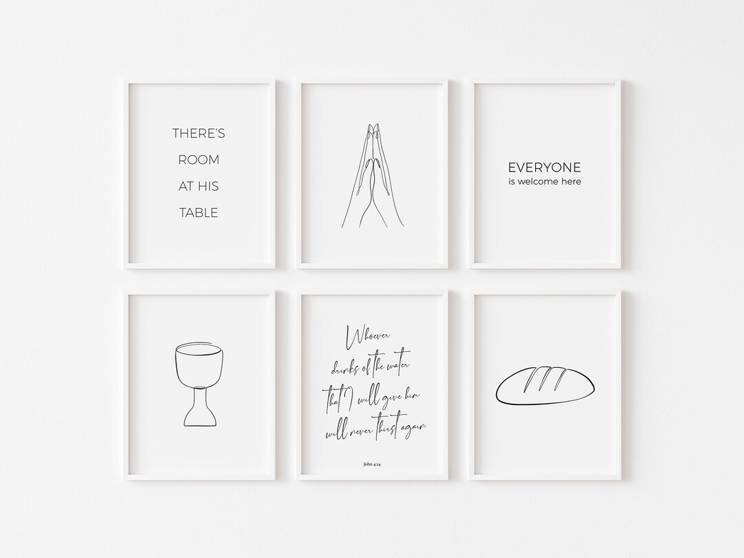 Christian Kitchen Art Christian Line Art Prints: Minimalist Religious ...