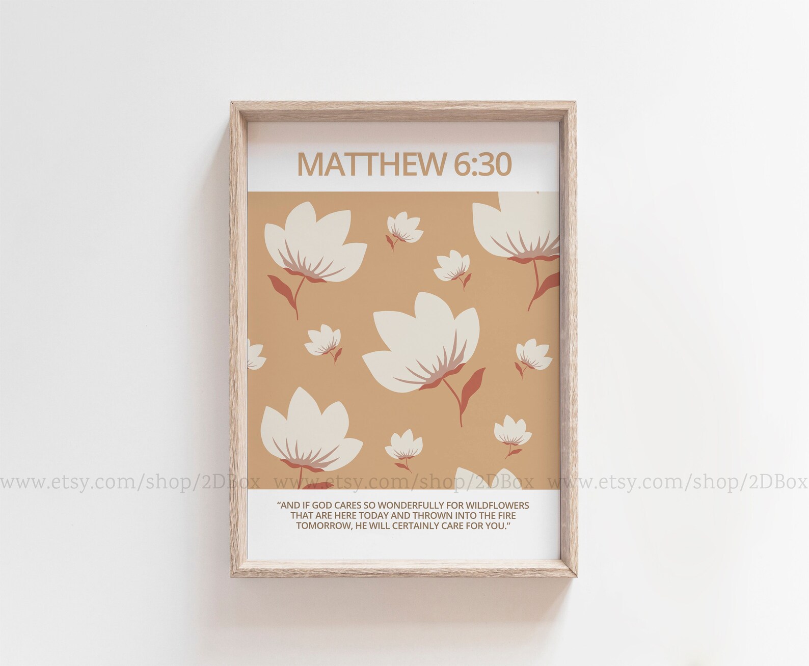 Matthew 6:30 Poster, Floral Christian Decor, Orange Bible Verse ...