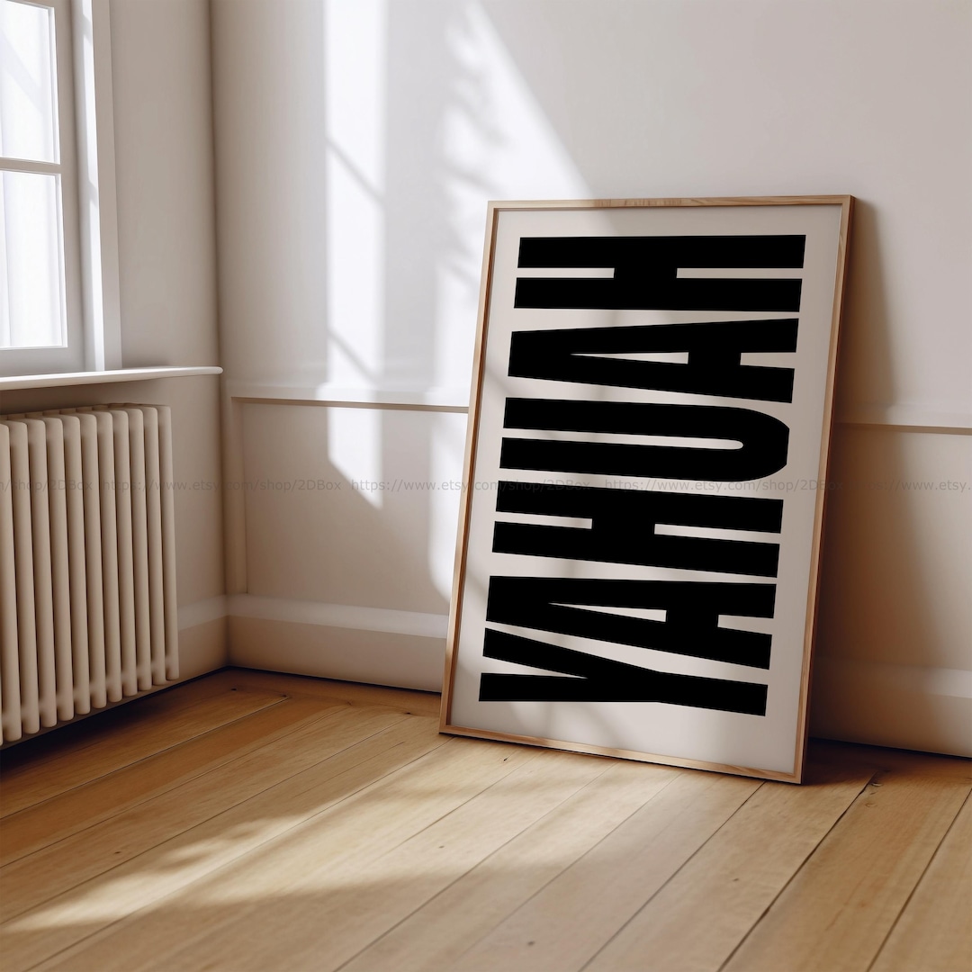 Yahuah Poster Black and Cream Bold Christian Decor Typography Print ...