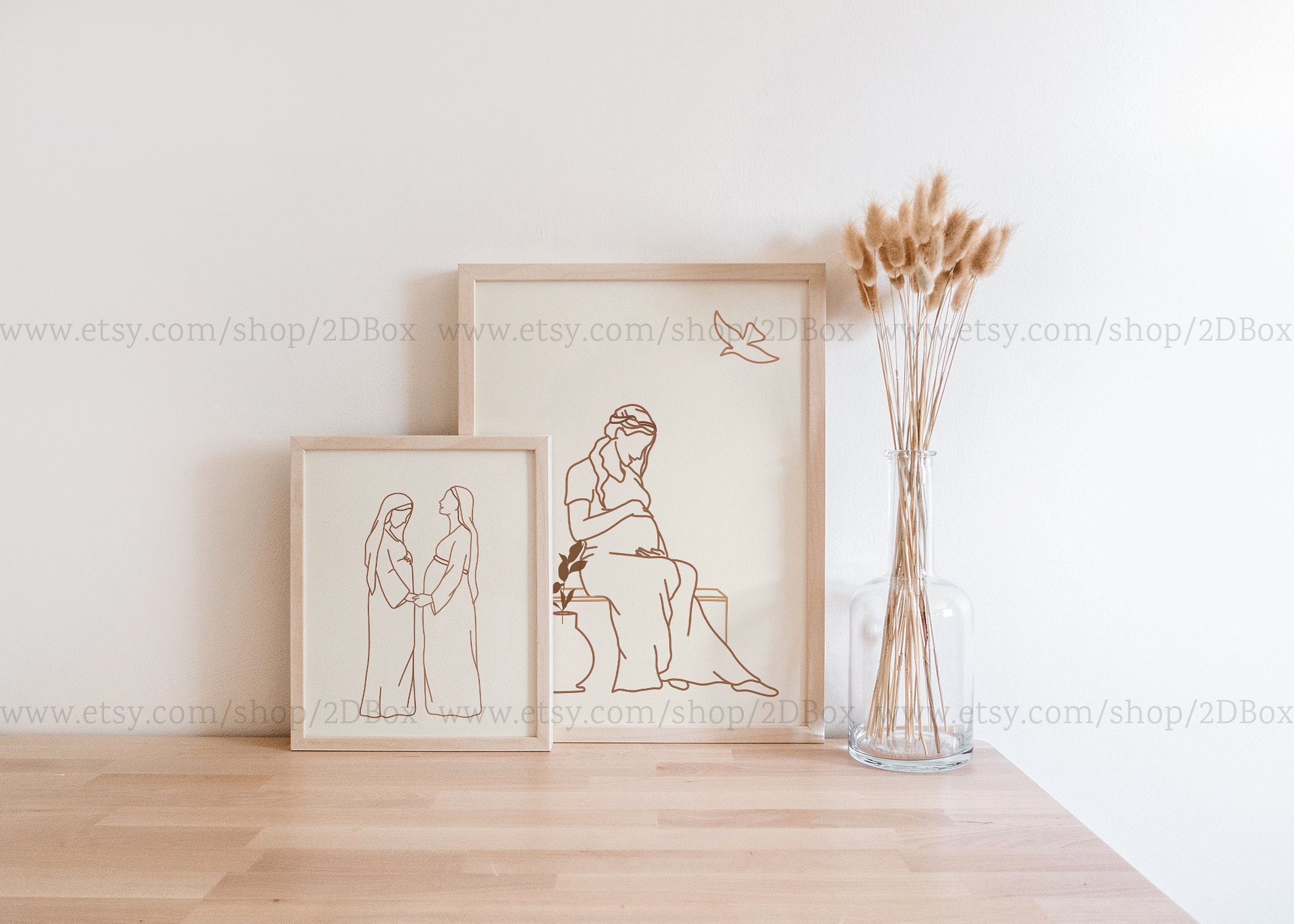 Virgin Mary Line Art Virgin Mary and Jesus Print Mother and - Etsy