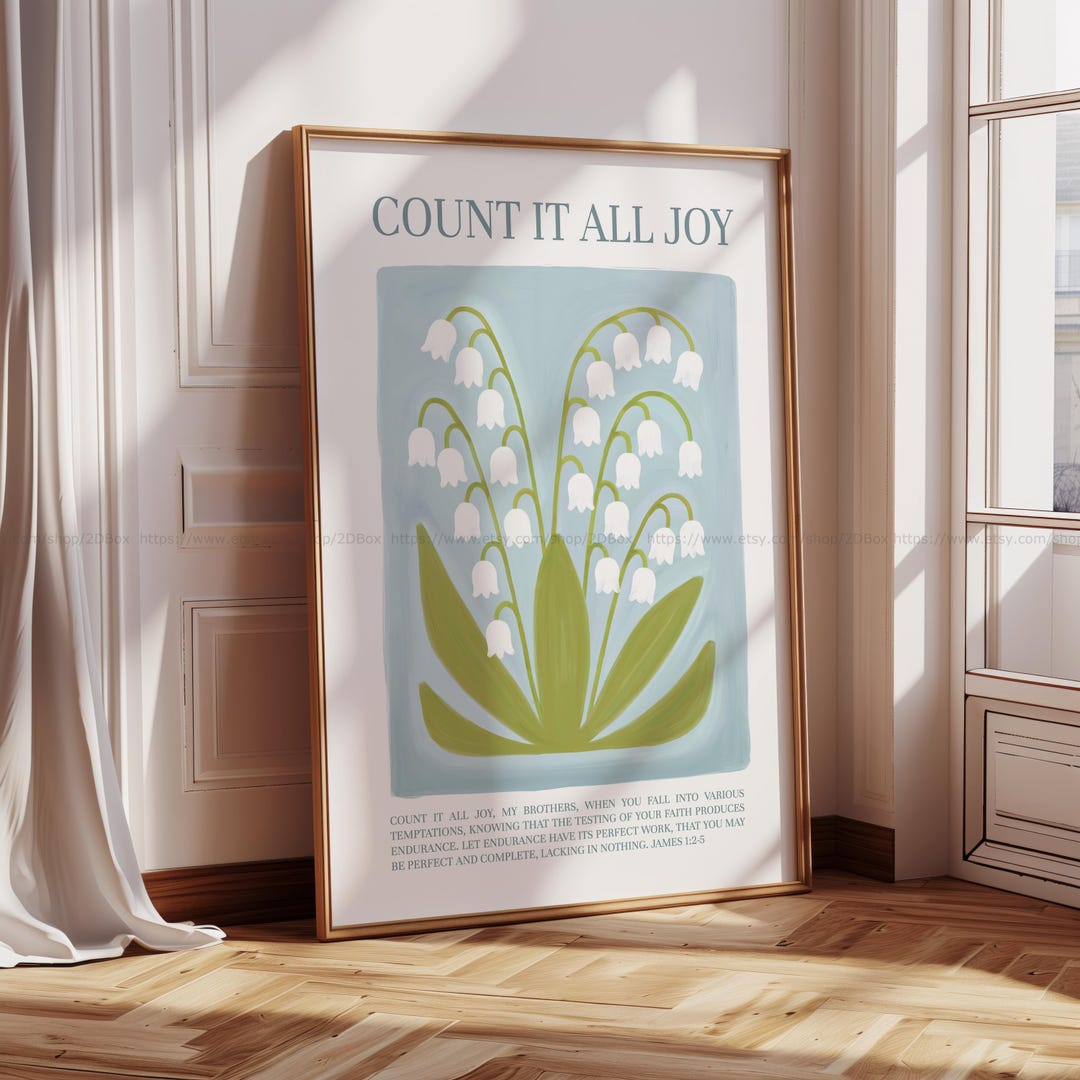 Count It All Joy Bible Verse Wall Art James 1:2-4 Print Green & Blue ...