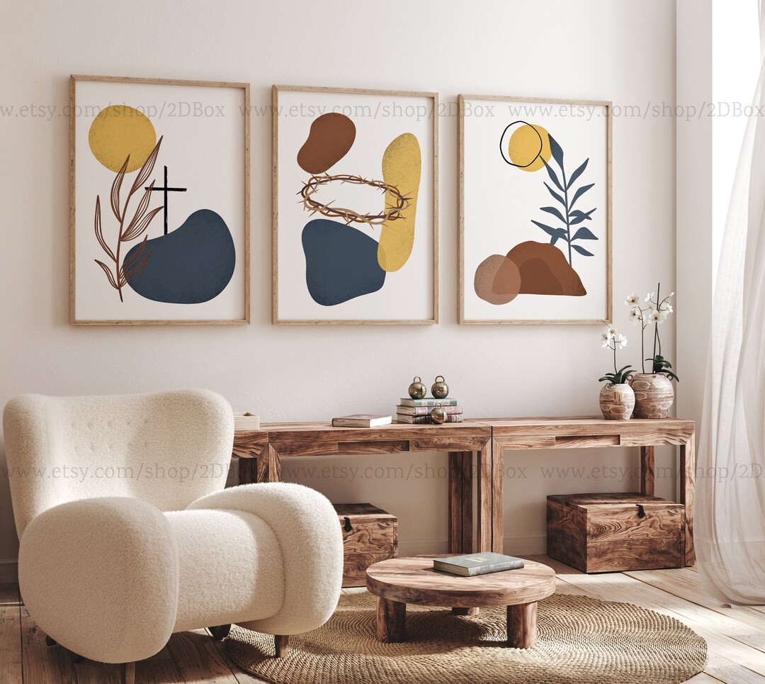 Abstract Christian Wall Art Set | Minimalist Religious Prints ...