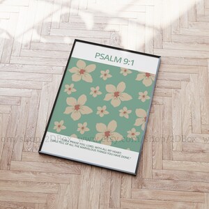 Christian Floral Pattern Decor, Modern Scripture Wall Art Set of 6 ...