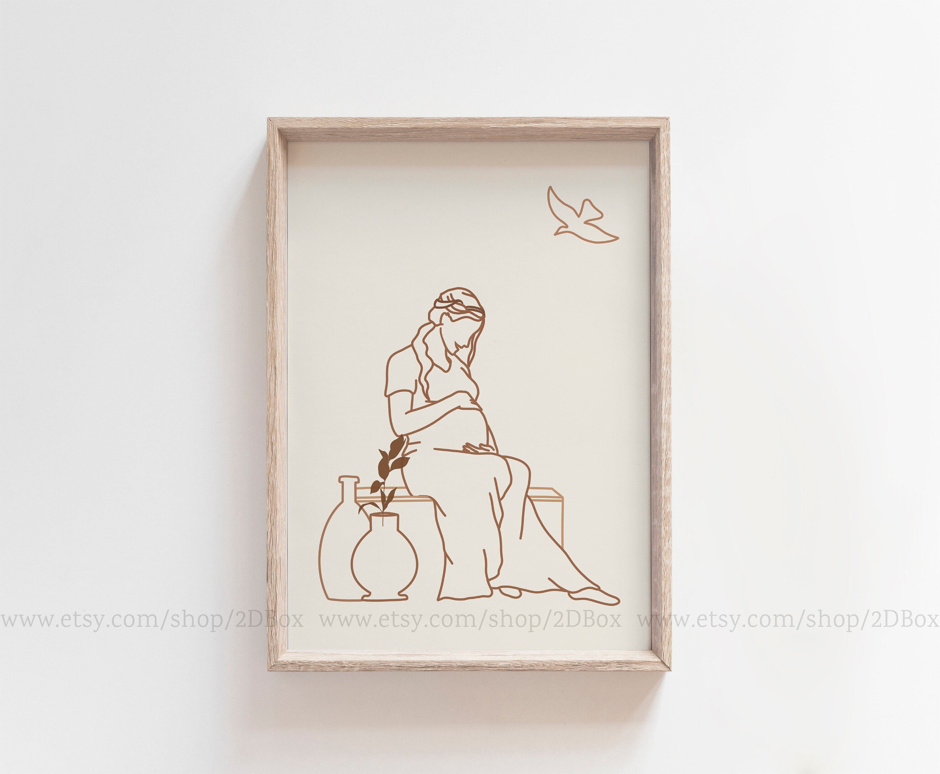 Virgin Mary Line Art Virgin Mary and Jesus Print Mother and - Etsy