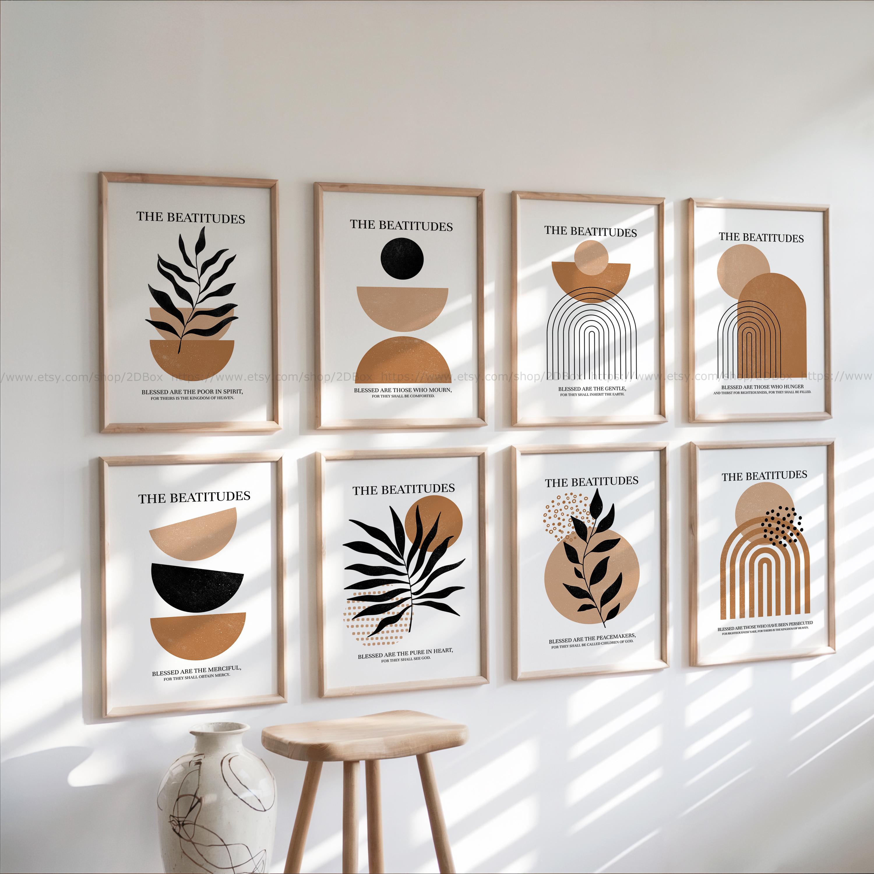 The Beatitudes Wall Art Bundle Modern Minimalist Abstract Bible Verse ...